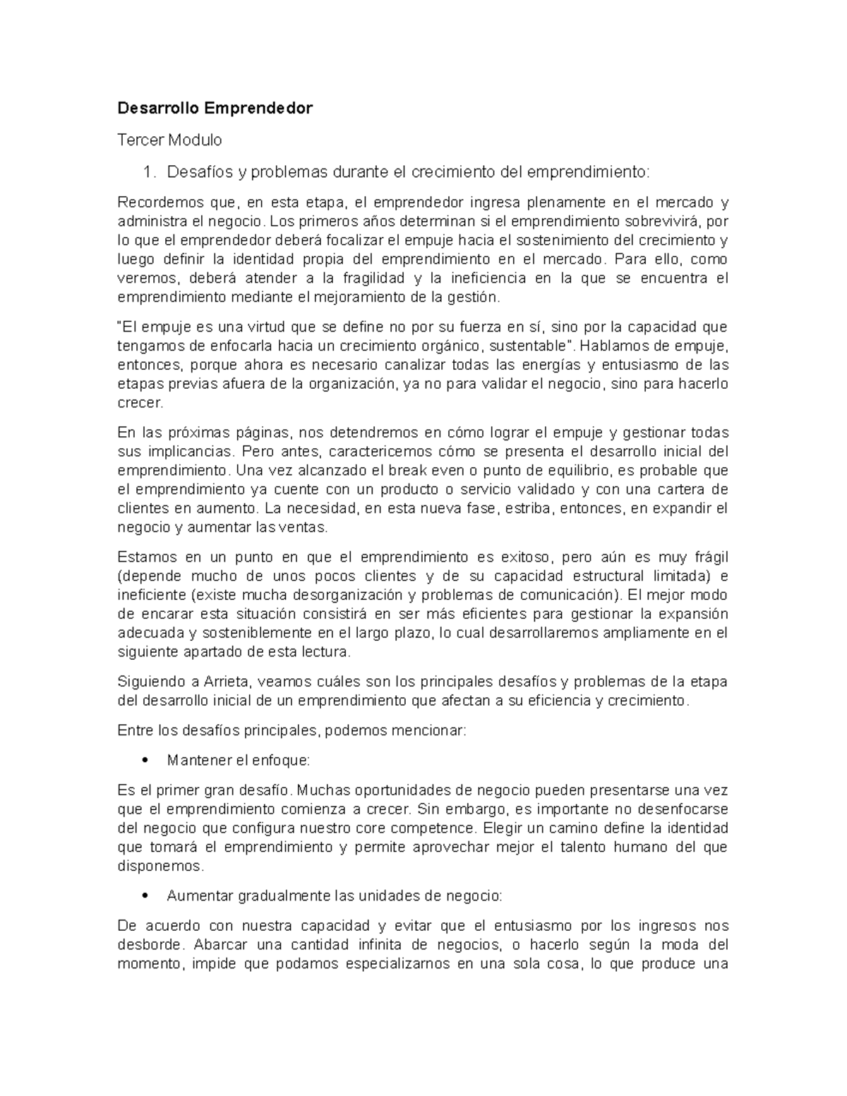 Desarrollo Emprendedor modulo 3 - Desarrollo Emprendedor Tercer Modulo 1. Desafíos y problemas ...