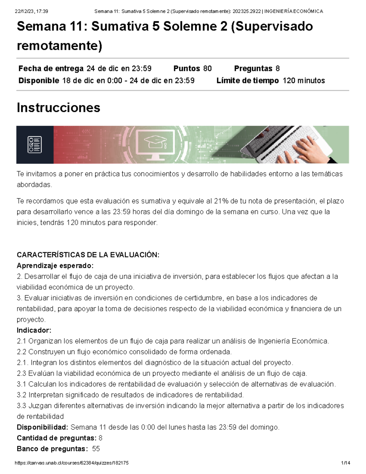 Semana 11 Sumativa 5 Solemne 2 Supervisado remotamente 202325 - Semana 11: Sumativa 5 Solemne 2 ...