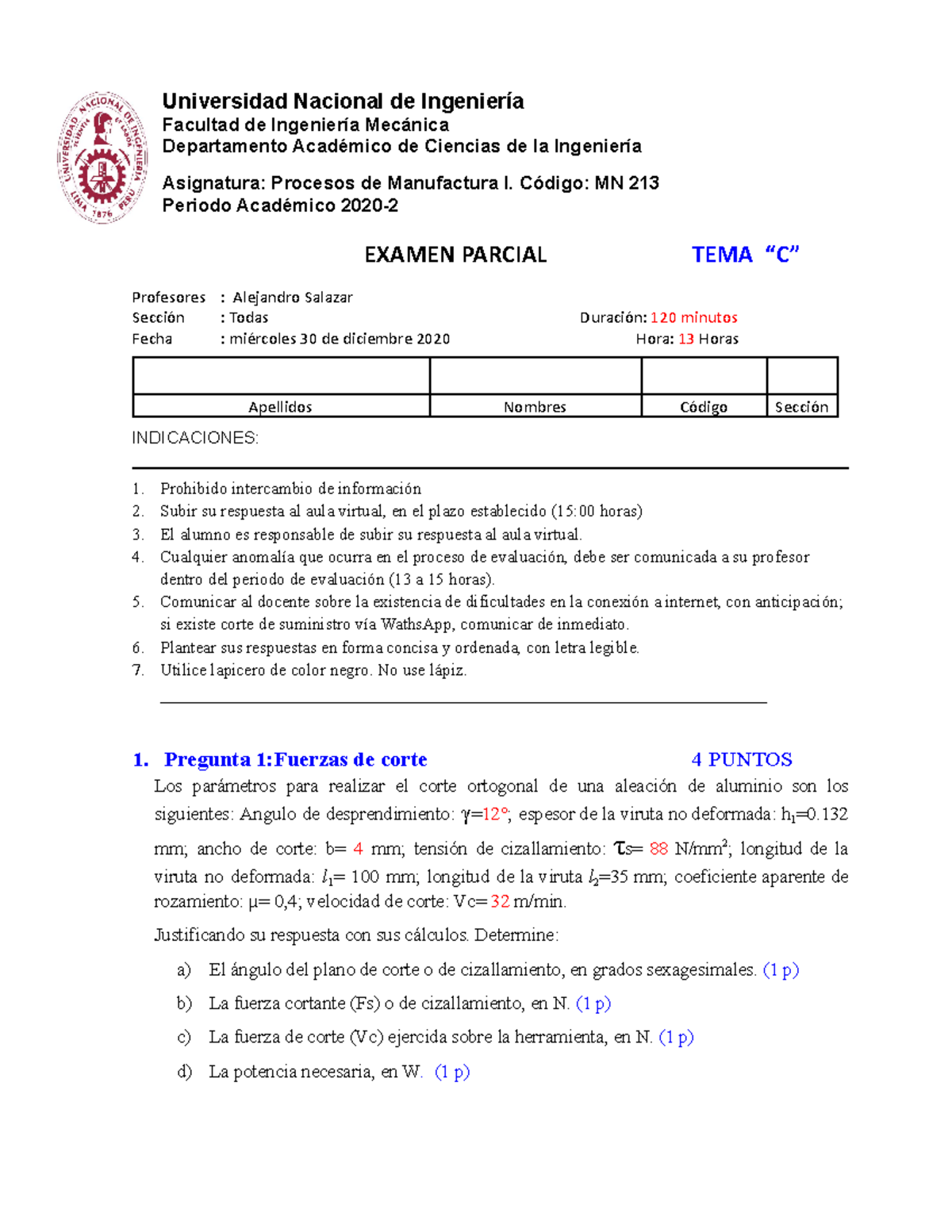 Tema C Ex-Parcial 2020-2-MC213 - Universidad Nacional de Ingeniería ...