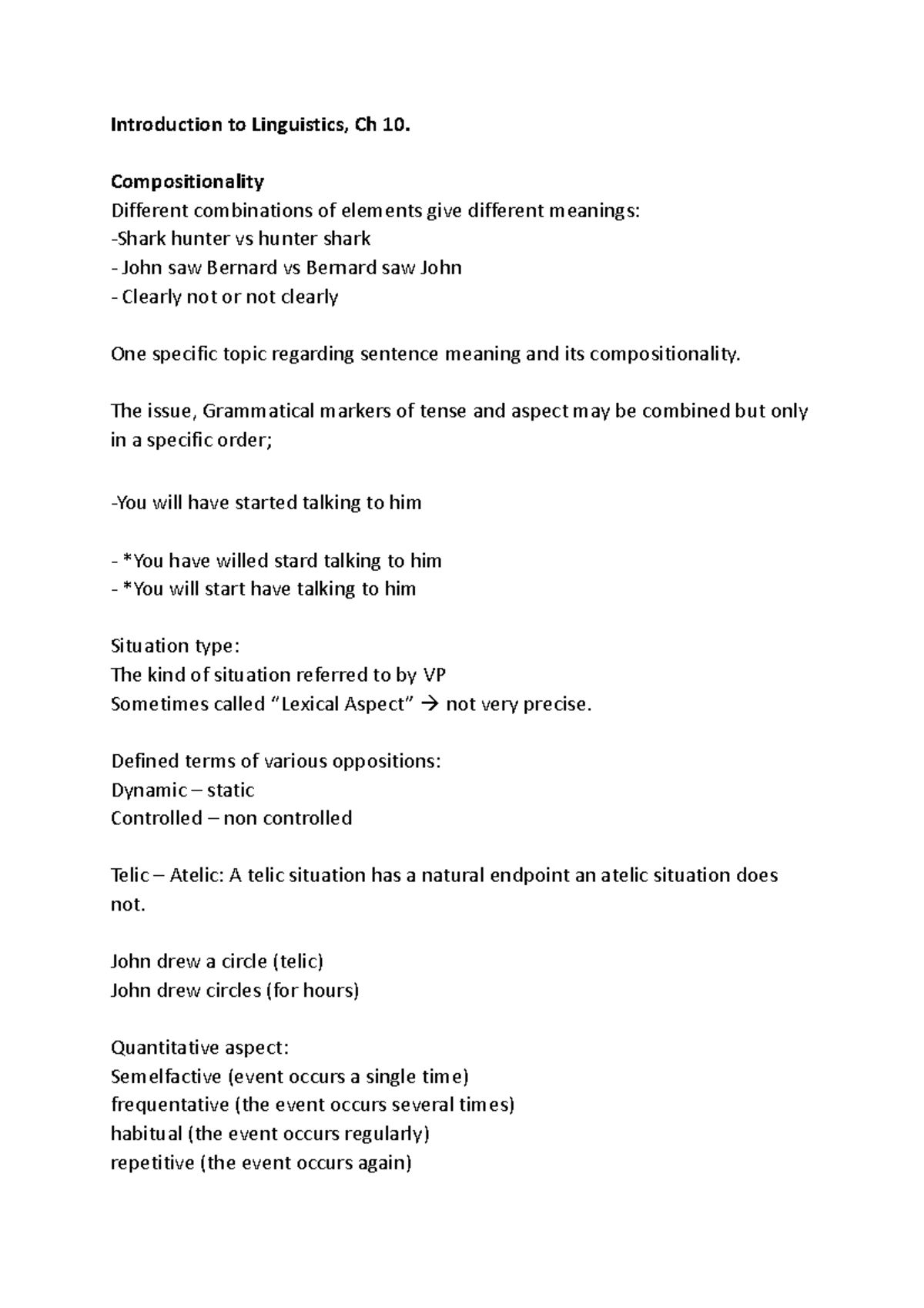 Introduction to Linguistics Semantics - Introduction to Linguistics, Ch 10. Compositionality ...