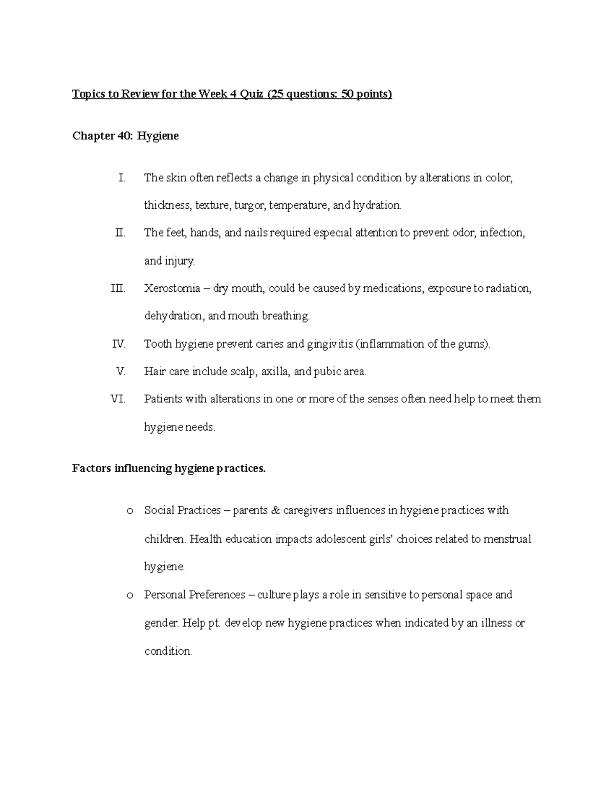 Week 4 - Quiz Study Guide - Topics to Review for the Week 4 Quiz (25 ...