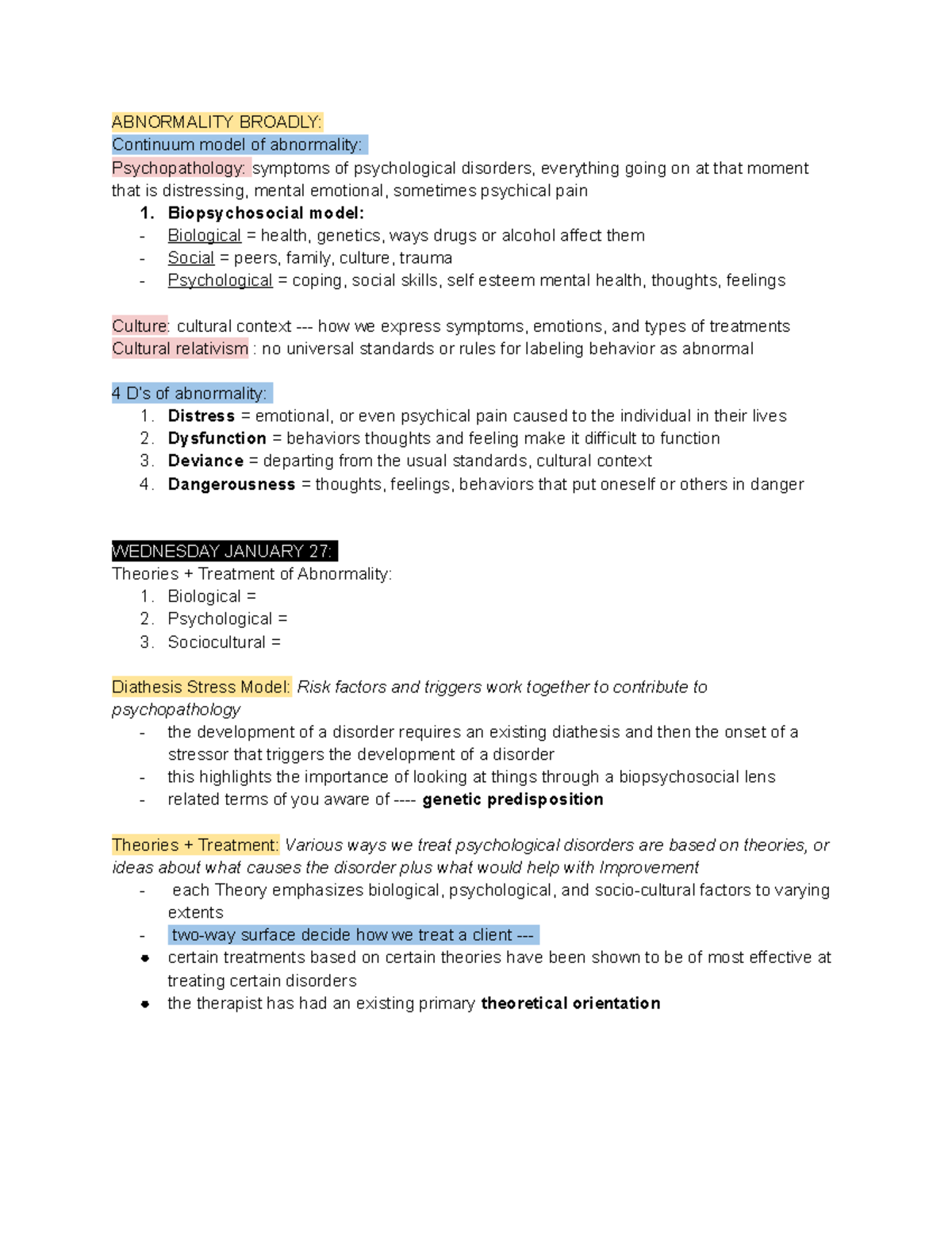 Abnormal PSY - PSY 320 - ABNORMALITY BROADLY: Continuum model of ...