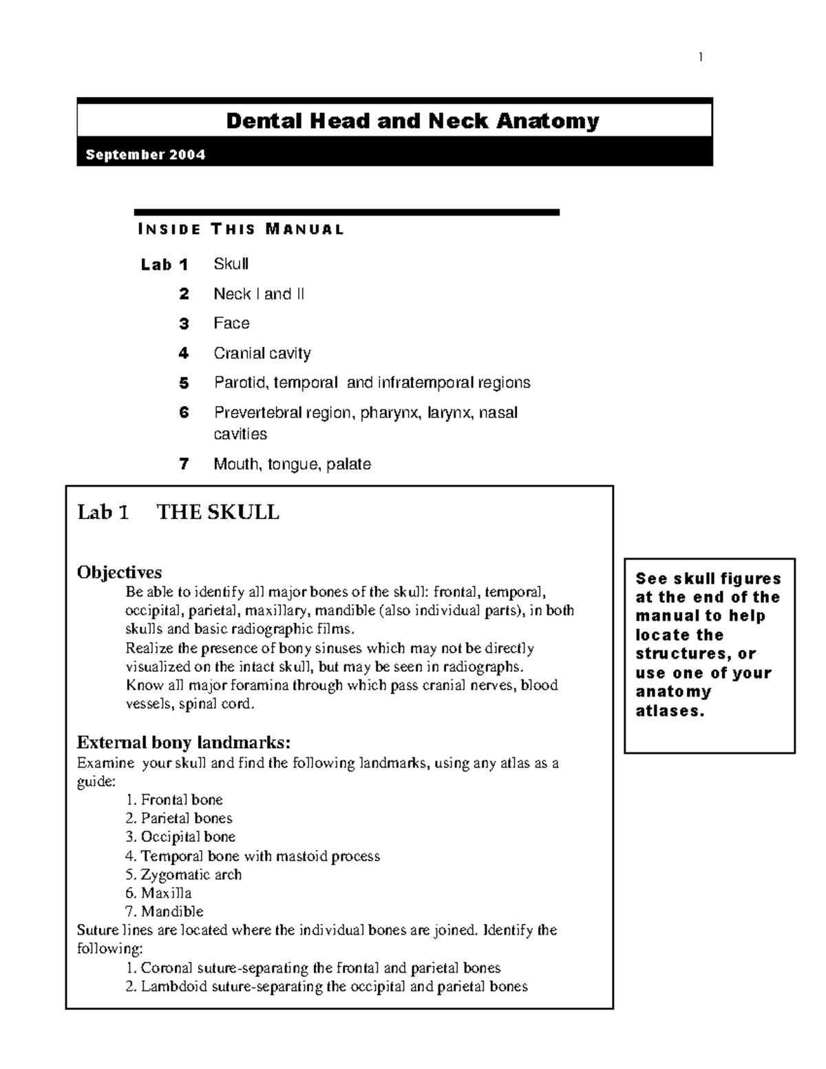 HMS 1313 - notes head and neck - Dental Head and Neck Anatomy September ...