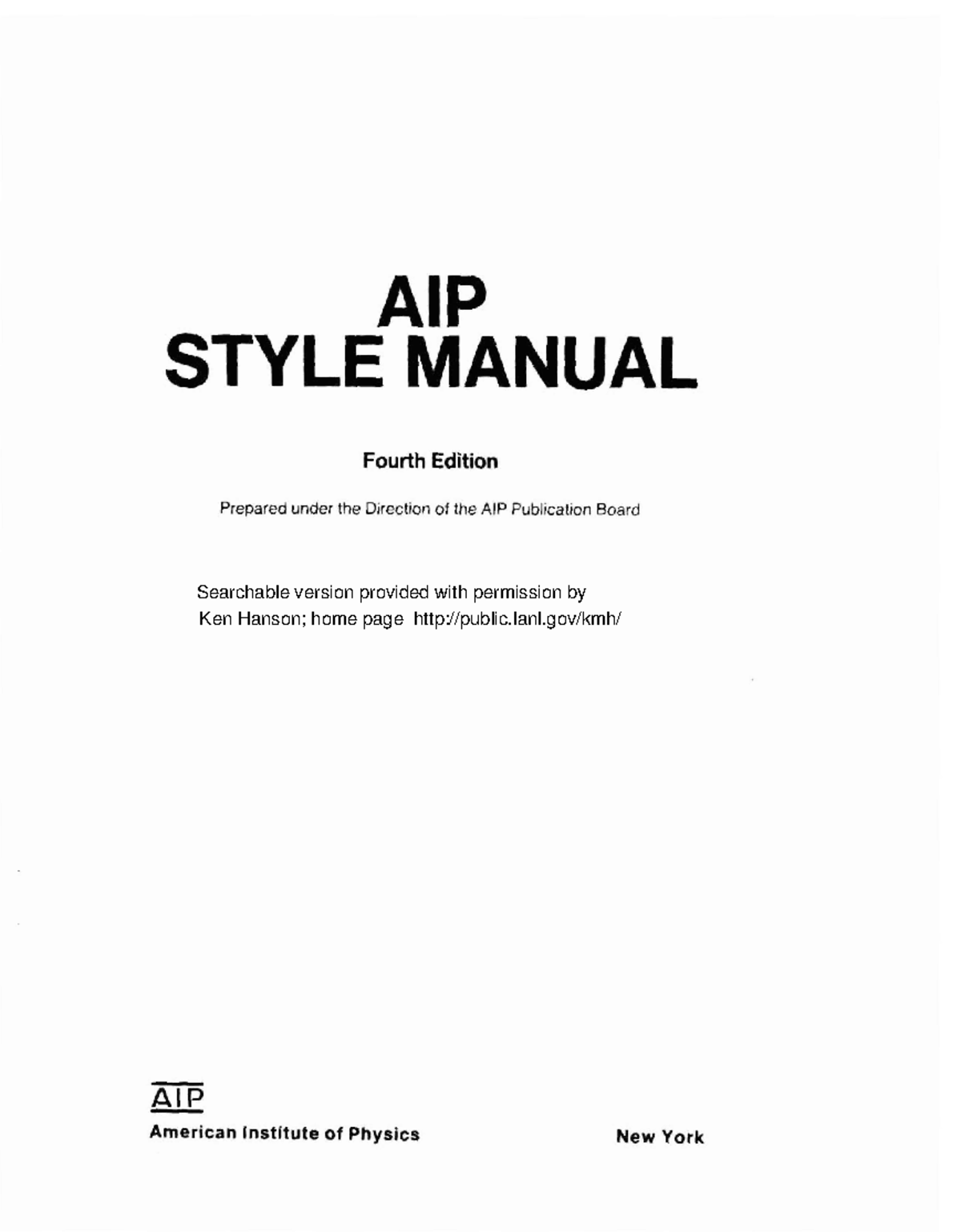 AIP Style 4thed - STYLE MANUAL Fourth Edition Prepared under the ...