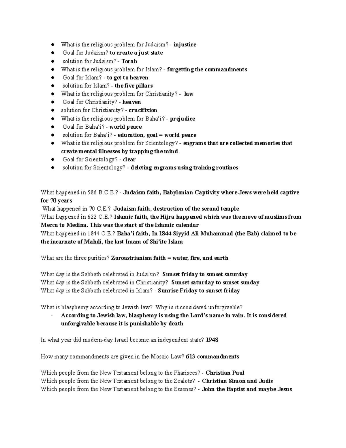 World religions final exam 5 - What is the religious problem for ...