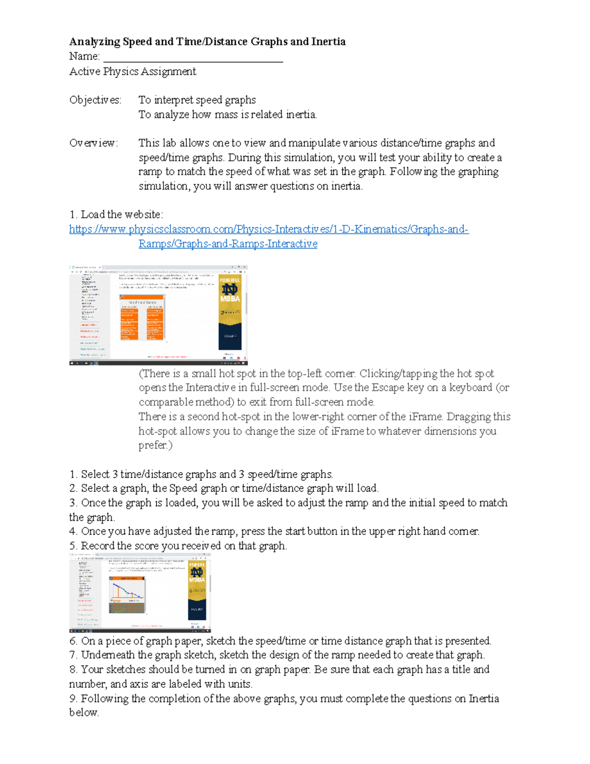 Active physics cyber school lesson - Analyzing Speed and Time/Distance ...