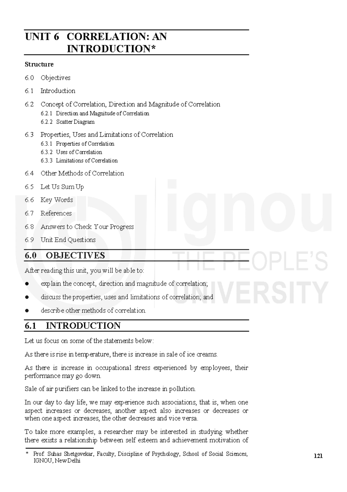 Unit-6 - xzxcvvgfhytyjhjlohbffg - 121 UNIT 6 CORRELATION: AN INTRODUCTION* Structure 6 ...