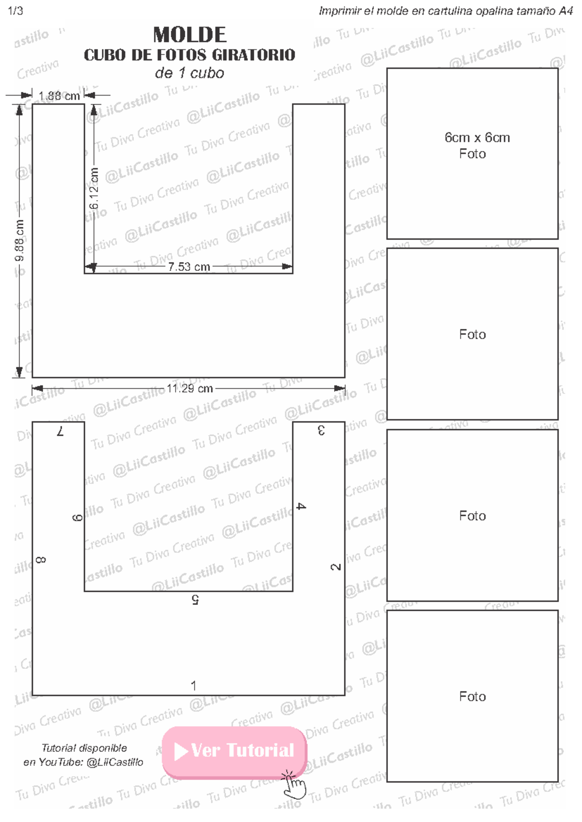Molde Cubo de fotos giratorio 1cubo - eativa @ Tu Diva Creativa @ eativa @LiiCastillo Tu Diva ...