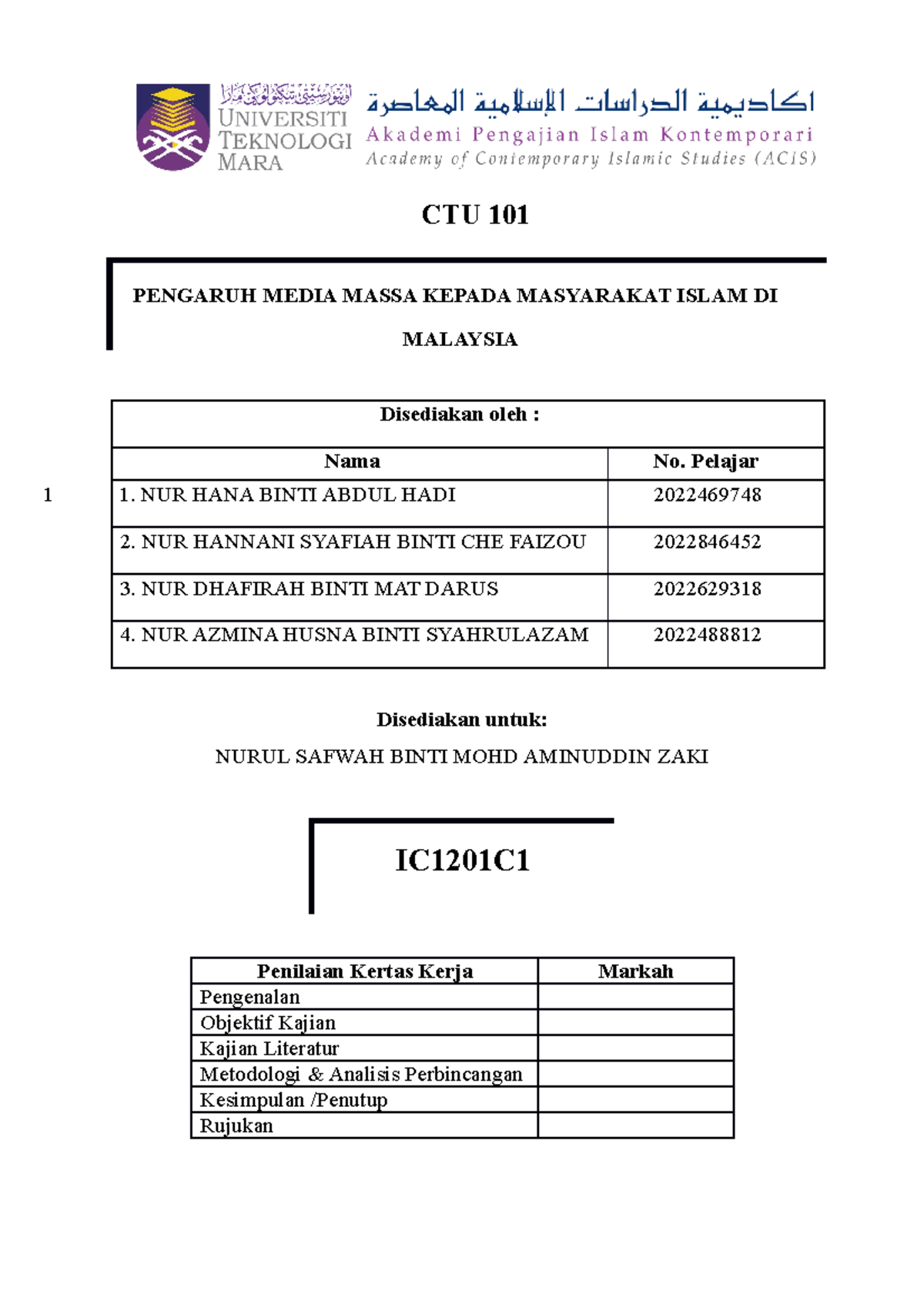 CTU Fundamentals OF Islam , Ustazah Nurul Safwah - CTU 101 PENGARUH ...