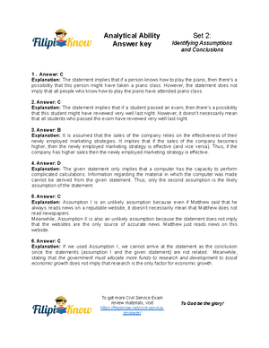 Analytical Ability Practice Test Set 5 - Practice Test Data ...