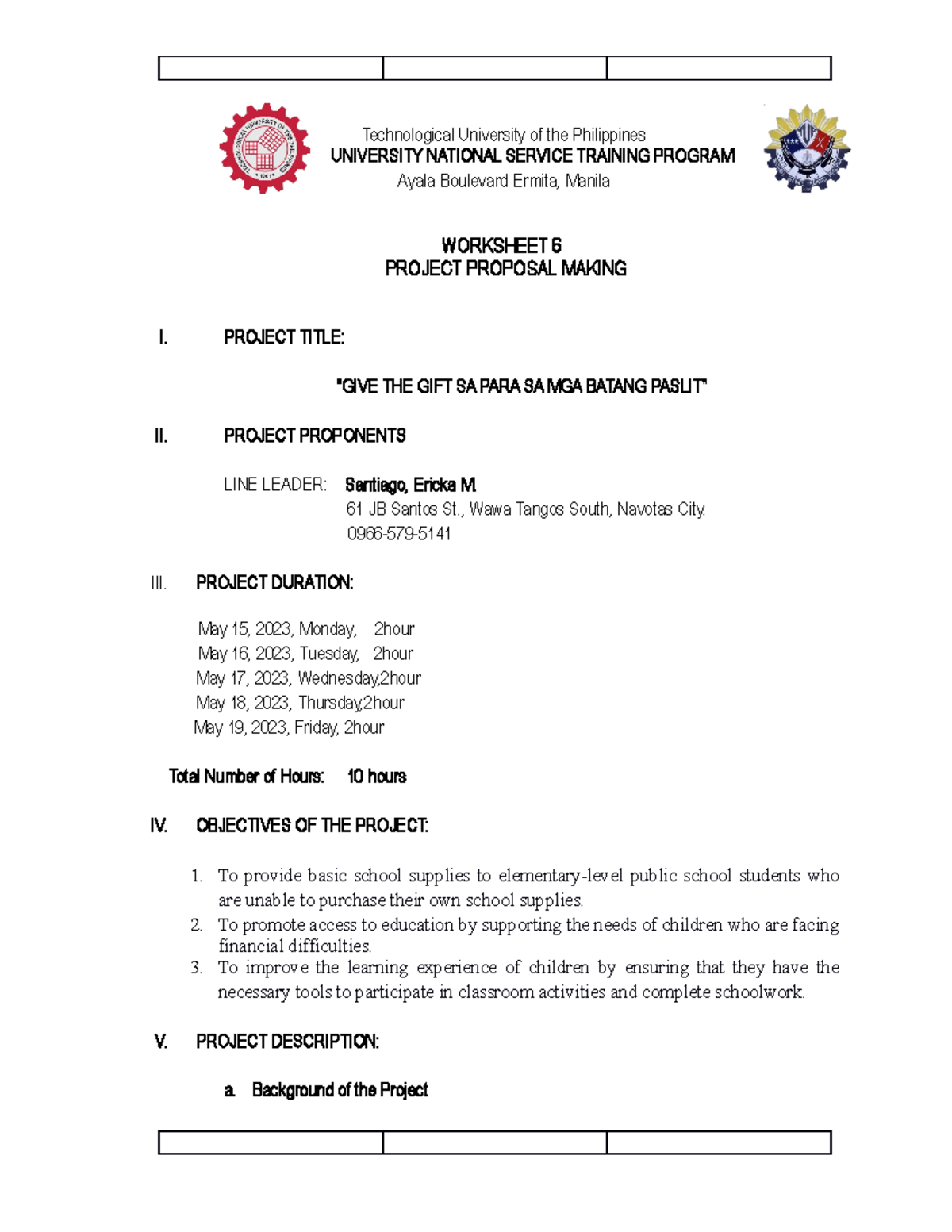 Project Proposal Making-GIVE THE GIFT SA MGA Batang Paslit ...