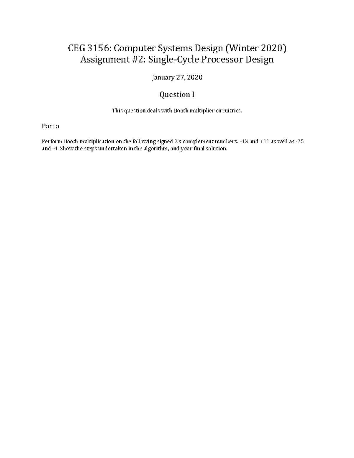 CEG 3156 Assignment 2 Solutions - CEG 3156: Computer Systems Design ...