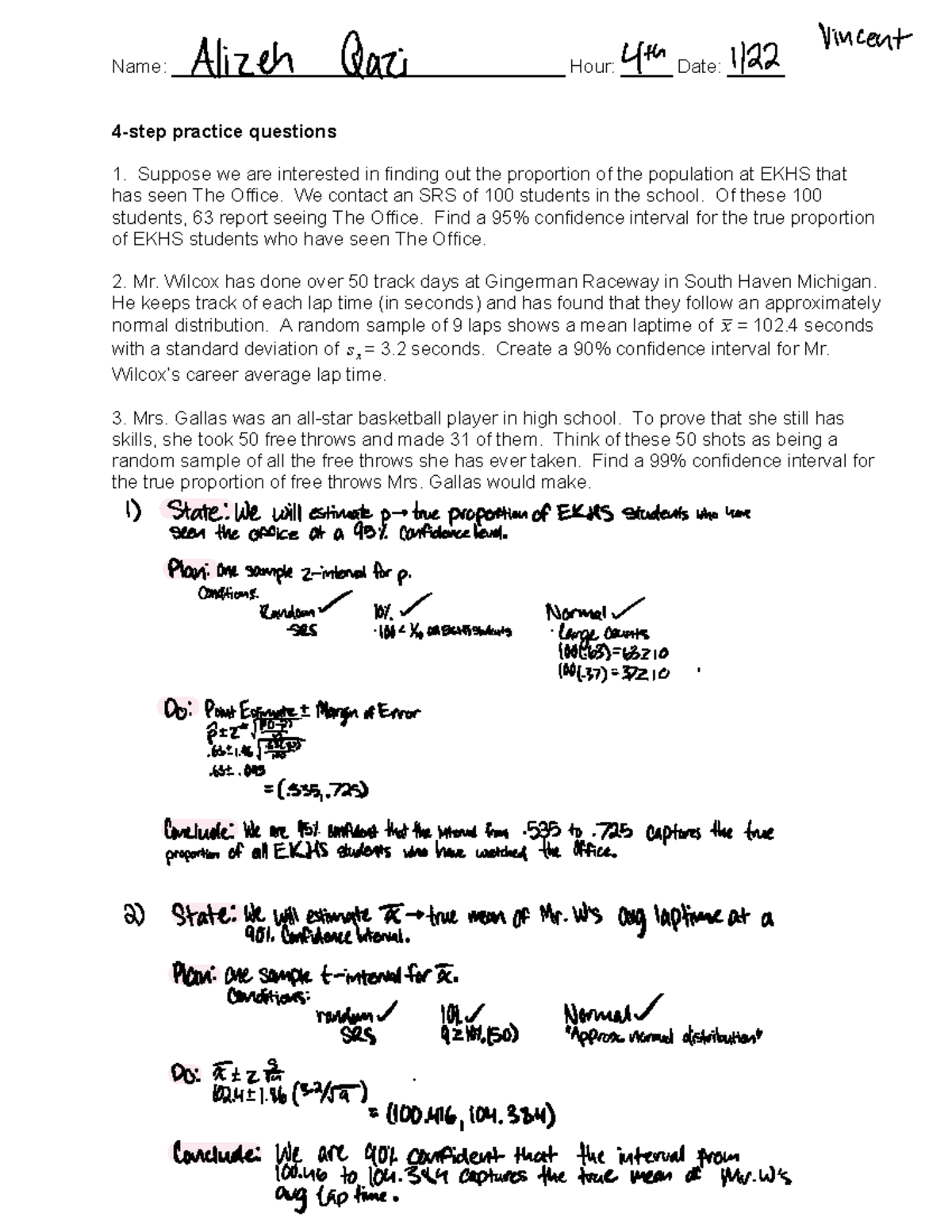 Ch. 8 - 4-step practice questions - Name: Hour: Date: 4 - step practice ...