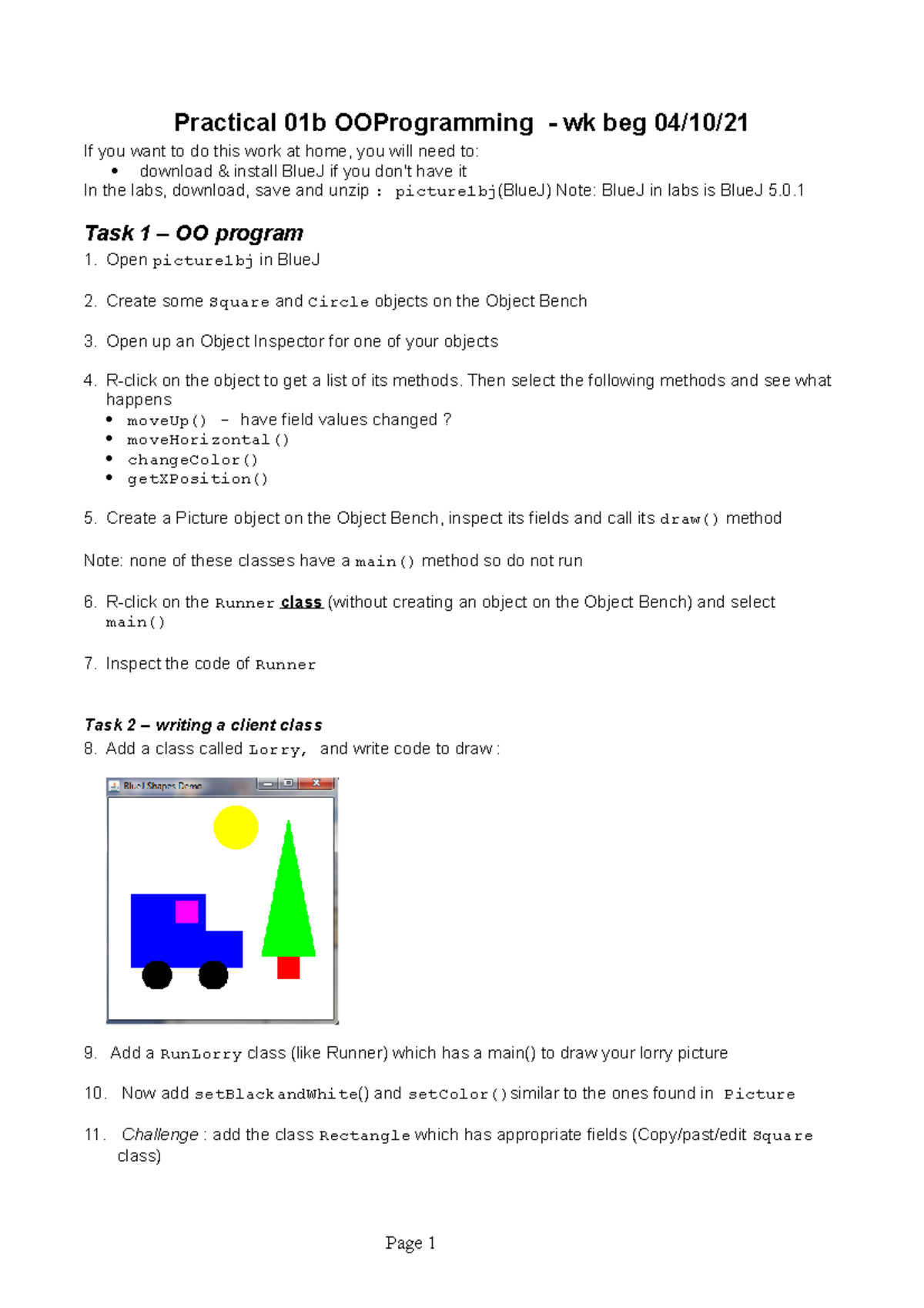 Practical 02 Ooprogramming Practical 01b Ooprogramming Wk Beg 0410 If You Want To Do This