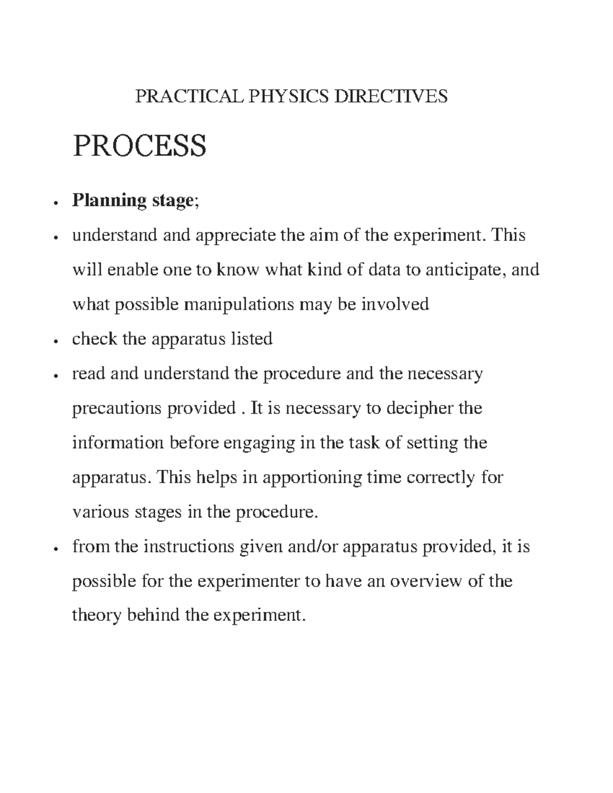 Physics Practicals - Instructions Guide - PRACTICAL PHYSICS DIRECTIVES ...