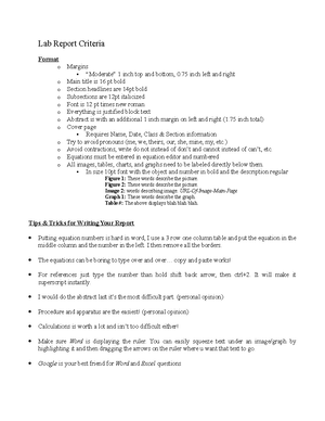 Lab Report Guideline - Lab Report Criteria Format o Margins “Moderate ...