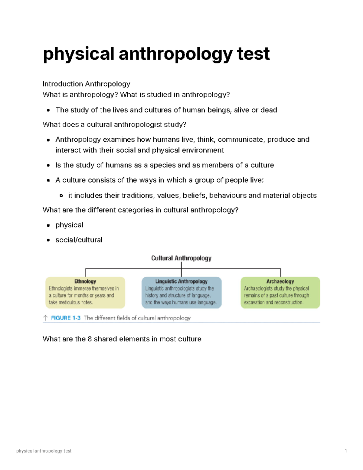 Anthropology test review - physical anthropology test Introduction ...