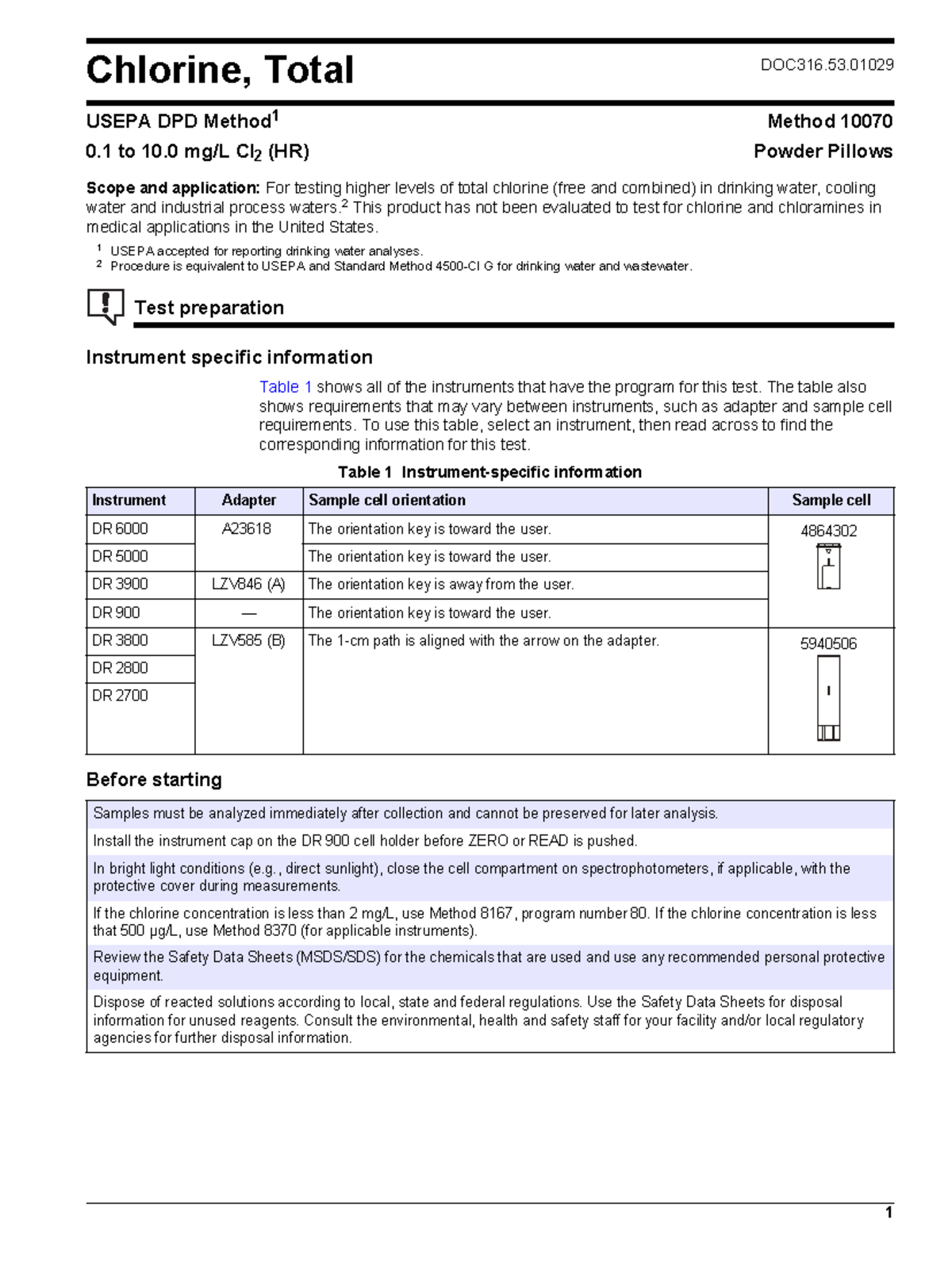 Chlorine Total DPD DOC316 - Chlorine, Total DOC316. USEPA DPD Method 1 ...