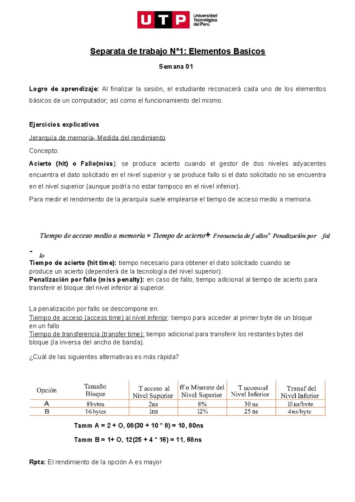 S01.s1Ejercicios Elementos basicos - Separata de trabajo N°1: Elementos Basicos Semana 01 Logro ...