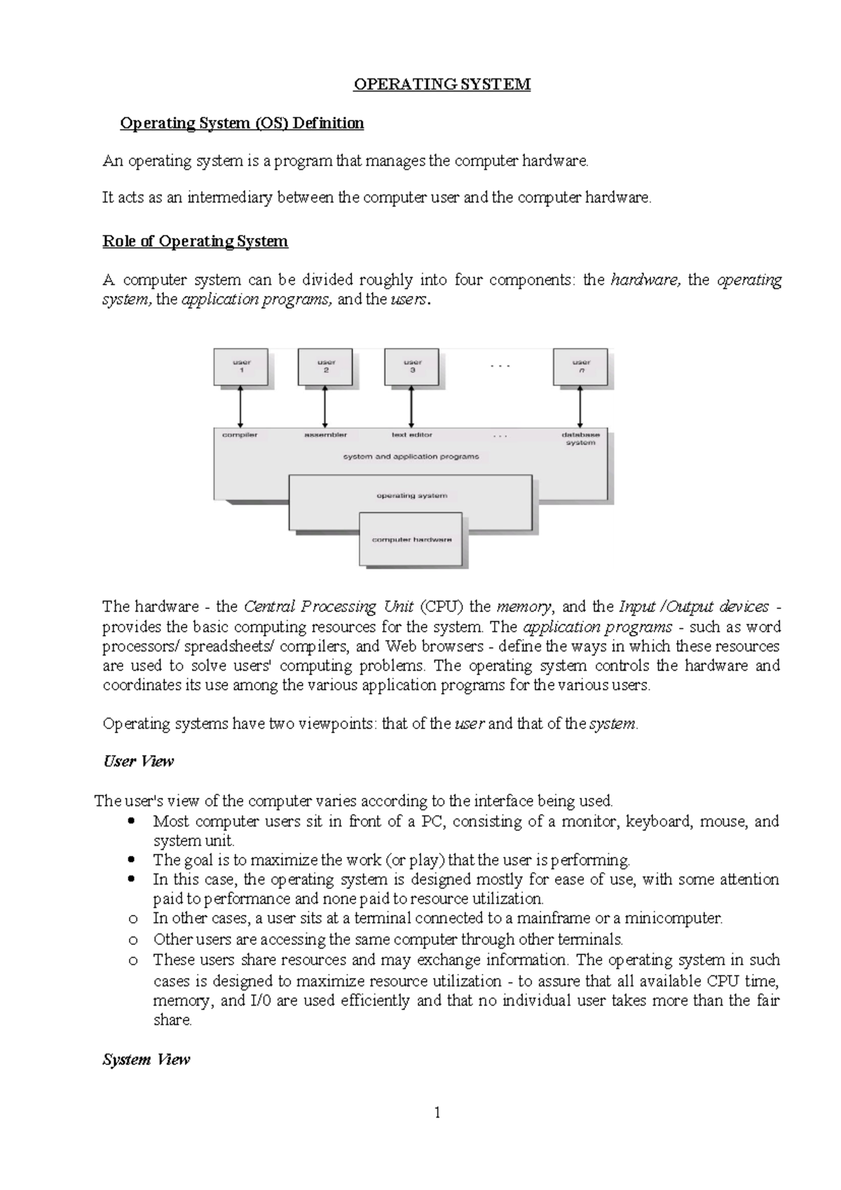 Cyber 23 3rdsem os - os module 1,2,3 - OPERATING SYSTEM Operating ...