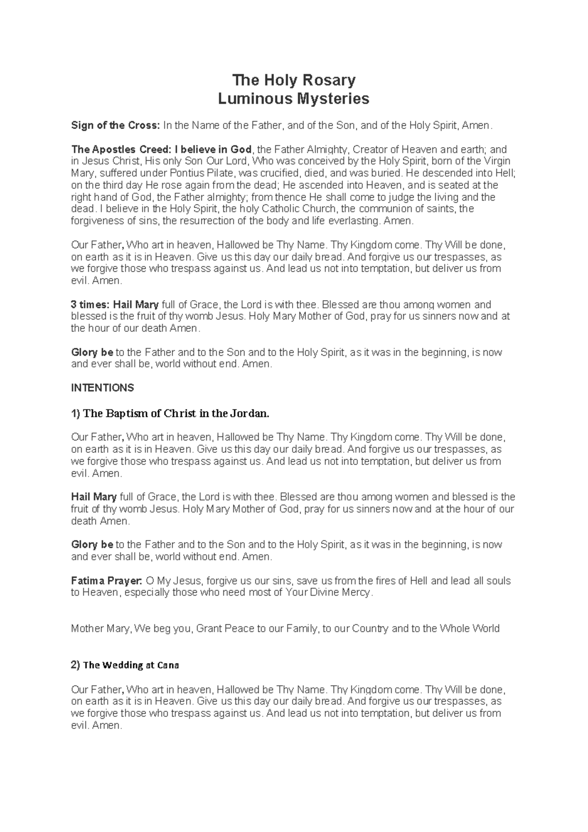 Luminous mystery - Guide on praying the Rosary - The Holy Rosary ...