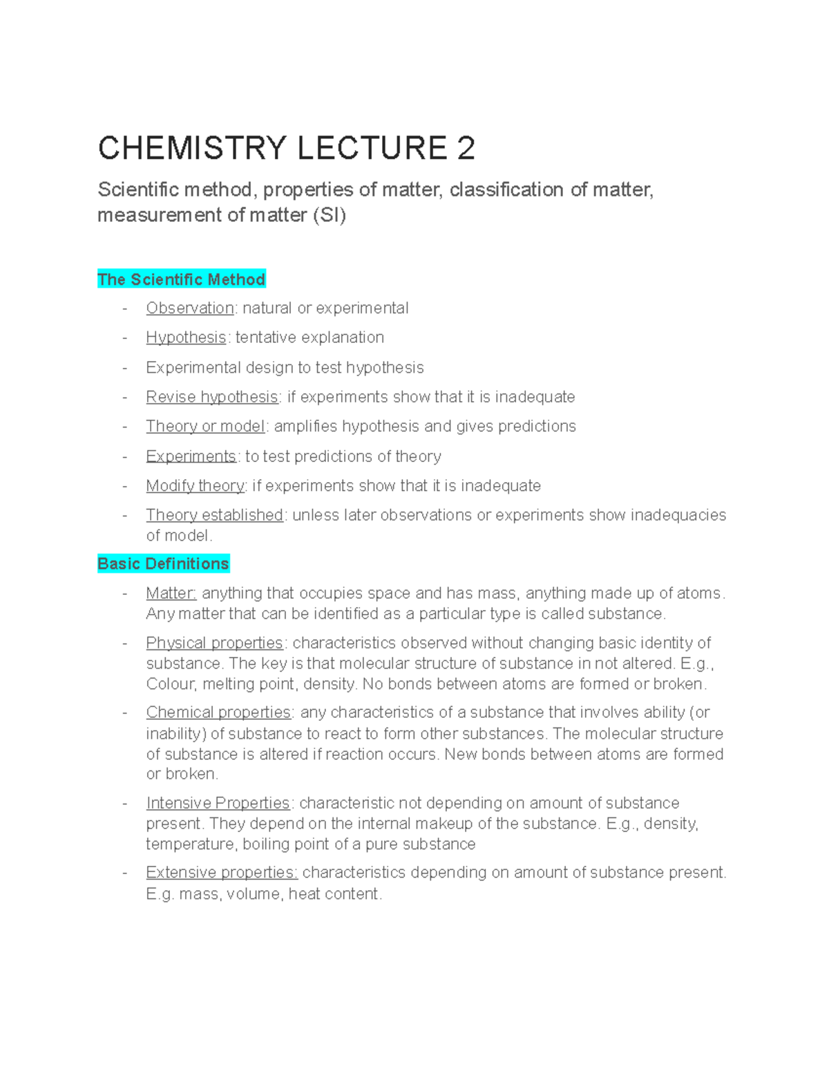 Chemistry Lecture 2 experimental design - CHEMISTRY LECTURE 2 ...