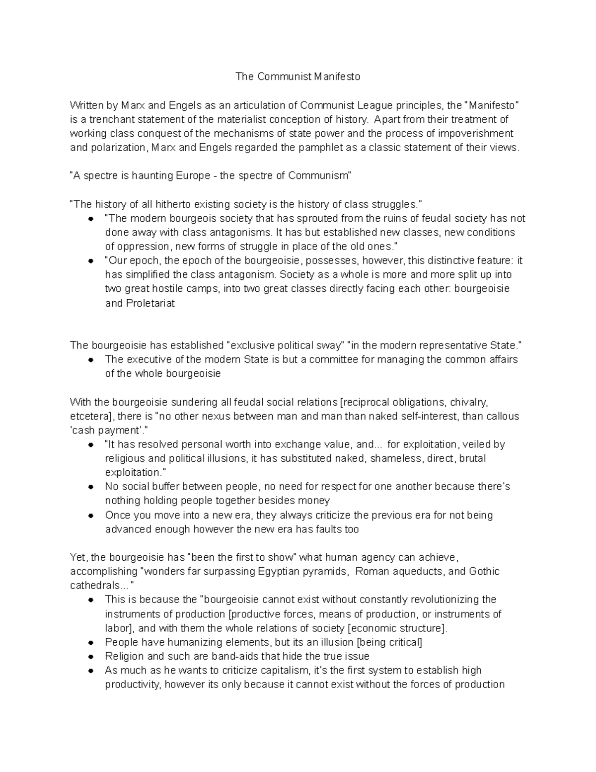 lecture notes 2.2.18 - The Communist Manifesto Written by Marx and ...