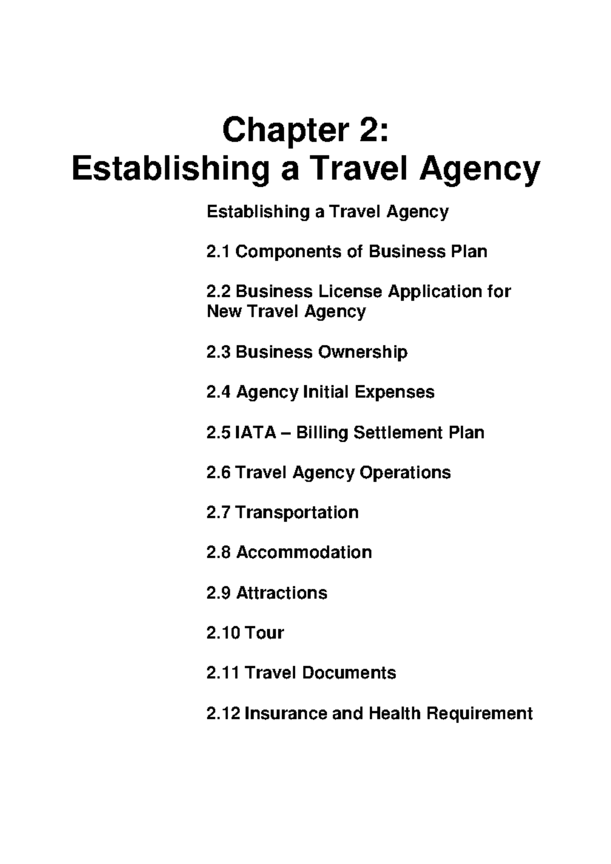C2 [ Notes] Establishing a Travel Agency - Chapter 2: Establishing a ...