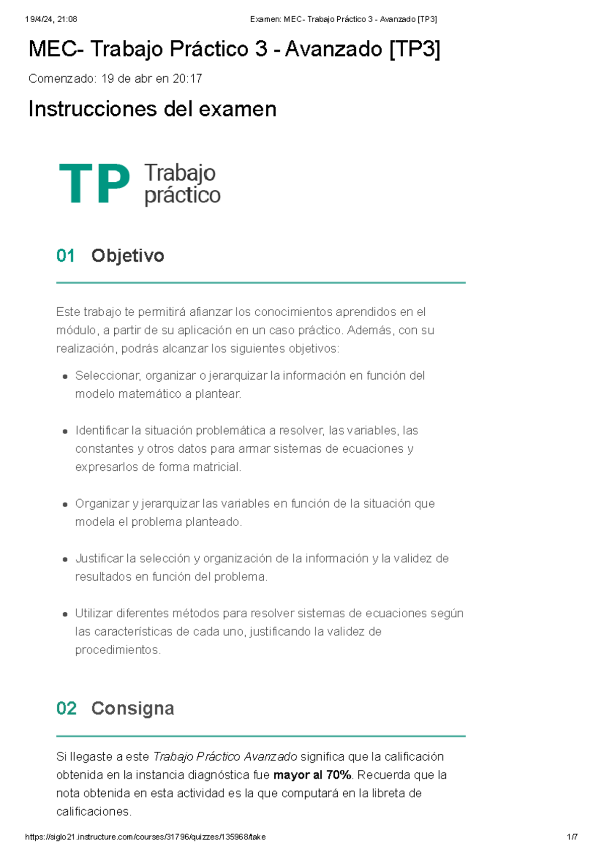 Examen MEC- Trabajo Práctico 3 - Avanzado [TP3] - MEC- Trabajo Práctico 3 - Avanzado [TP3] - Studocu