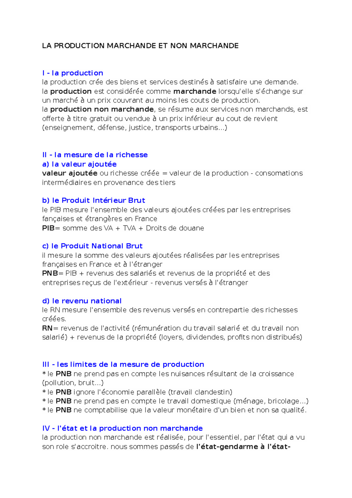 LA Production Marchande ET NON Marchande - LA PRODUCTION MARCHANDE ET ...