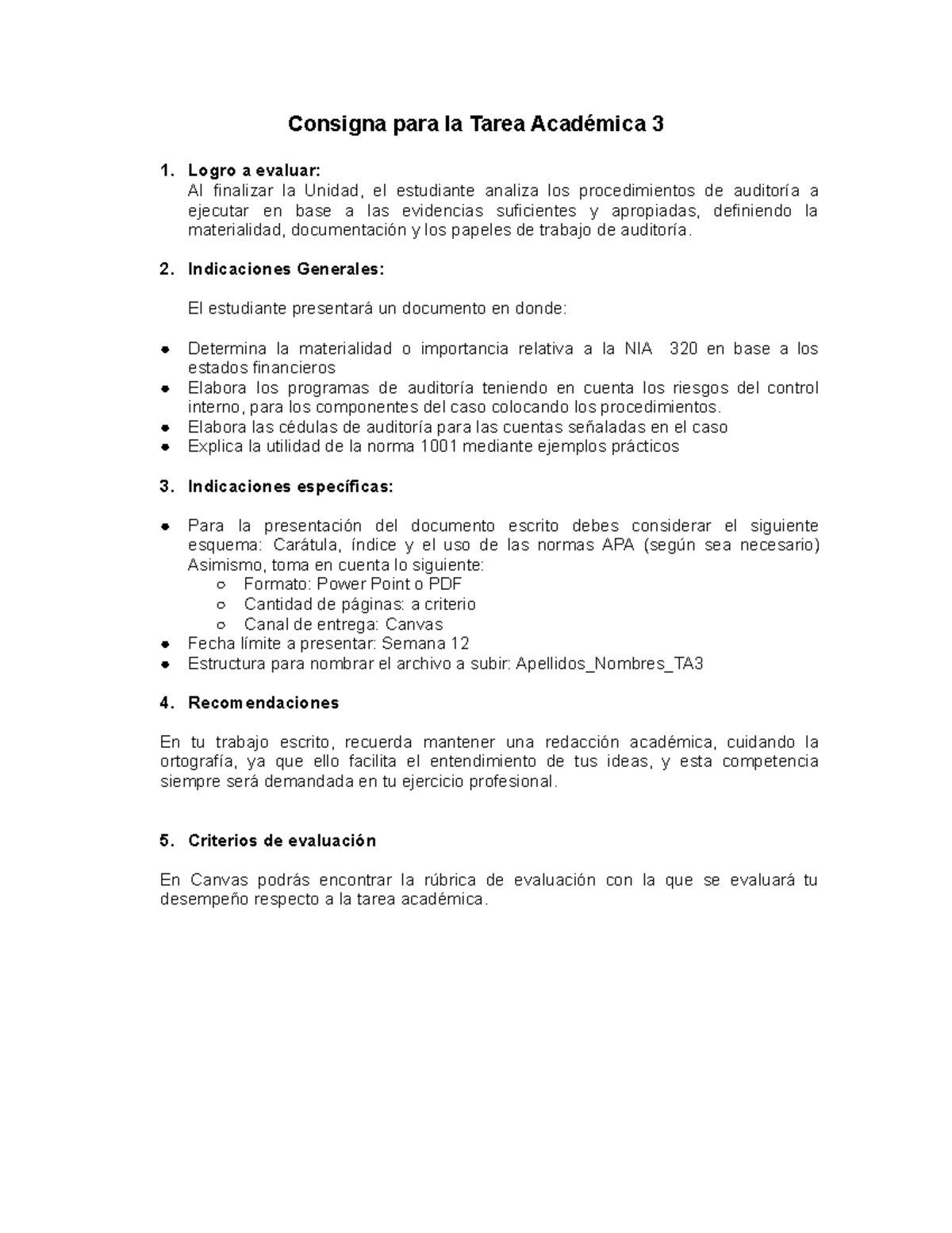 GC CF41 Consigna TA3 21C1M - Consigna para la Tarea Académica 3 1. Logro a evaluar: Al finalizar ...