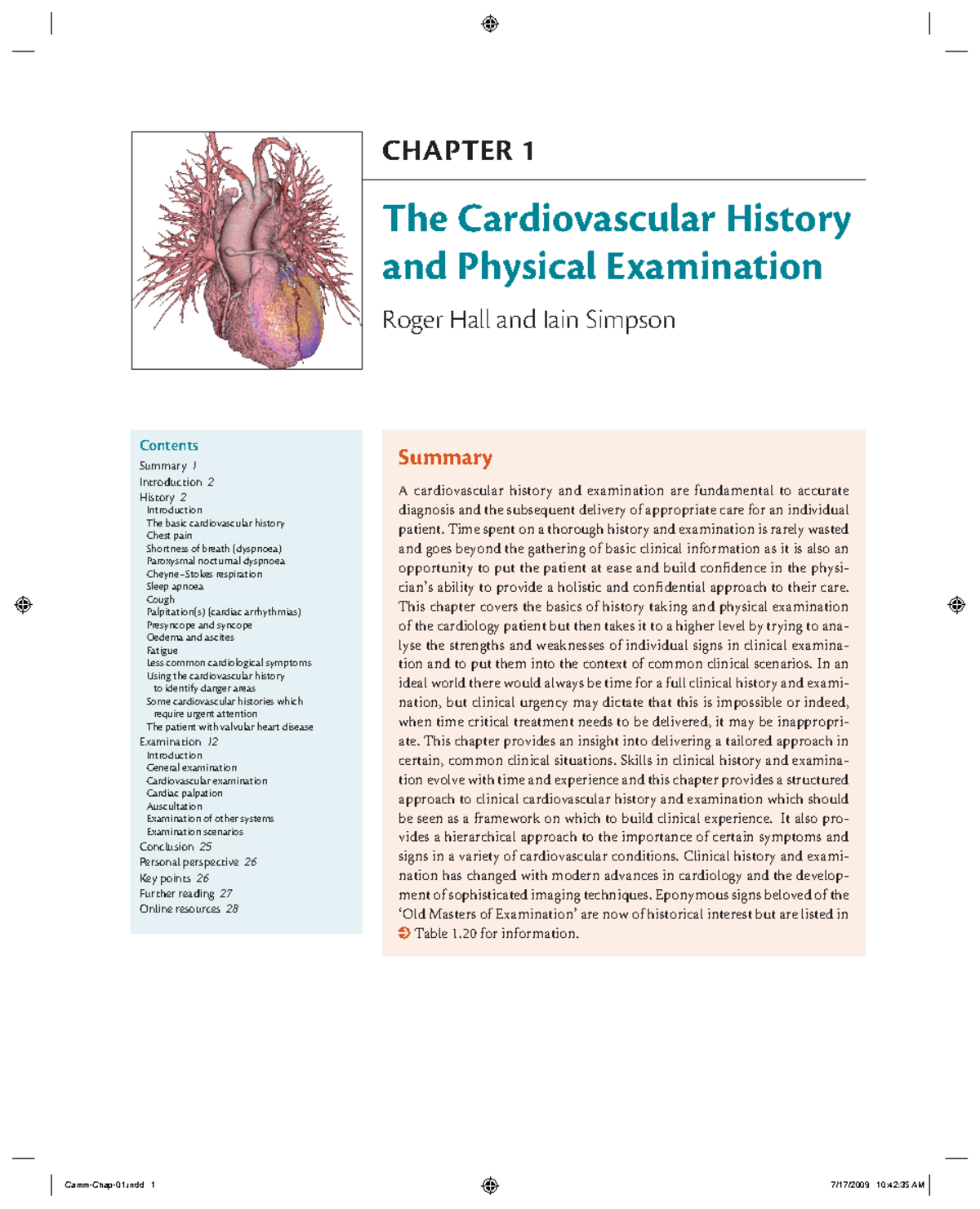 Sistema cardiovascular - CHAPTER 1 The Cardiovascular History and ...