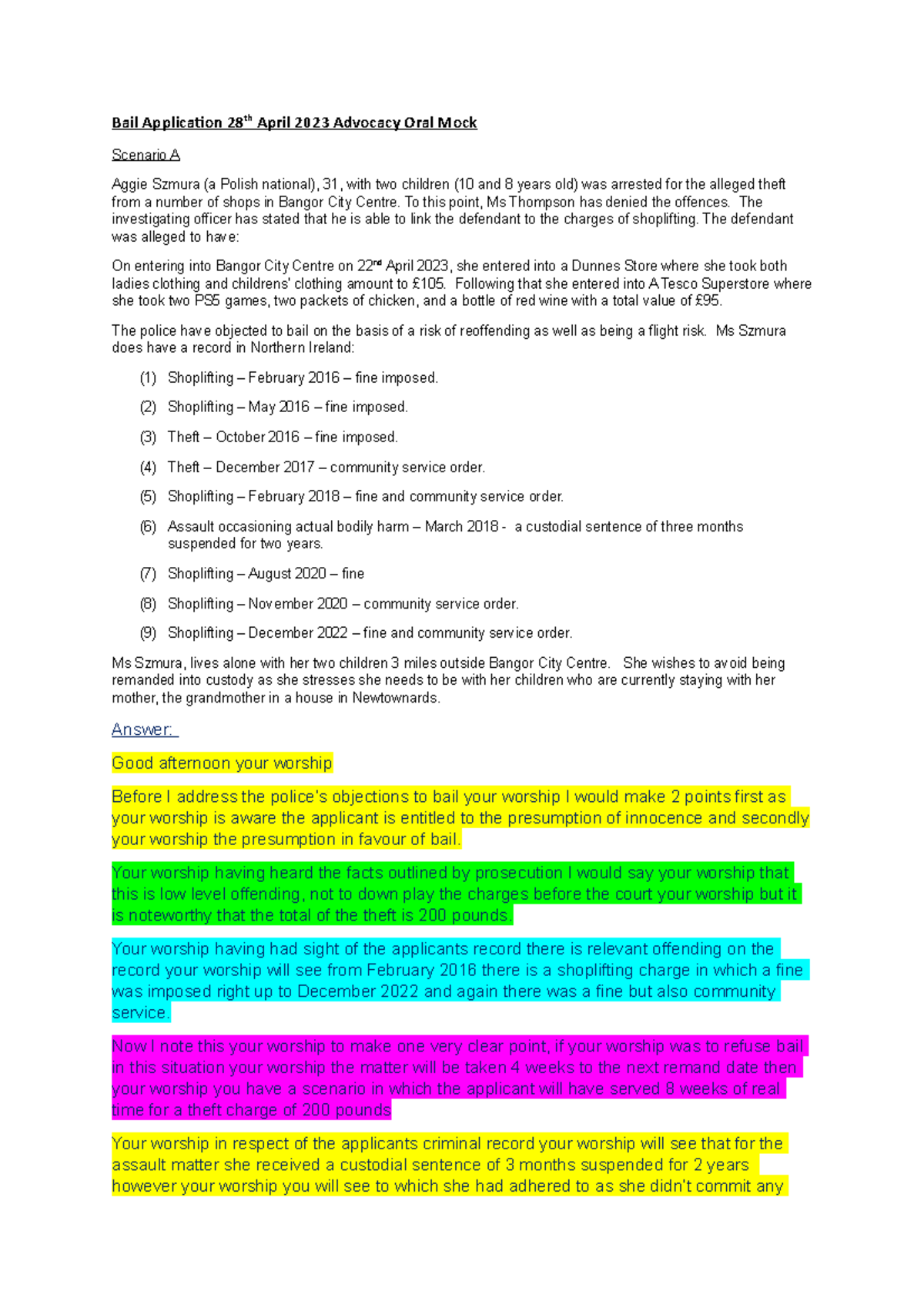 Bail Application 28th April 2023 Advocacy Oral Mock - Bail Application ...