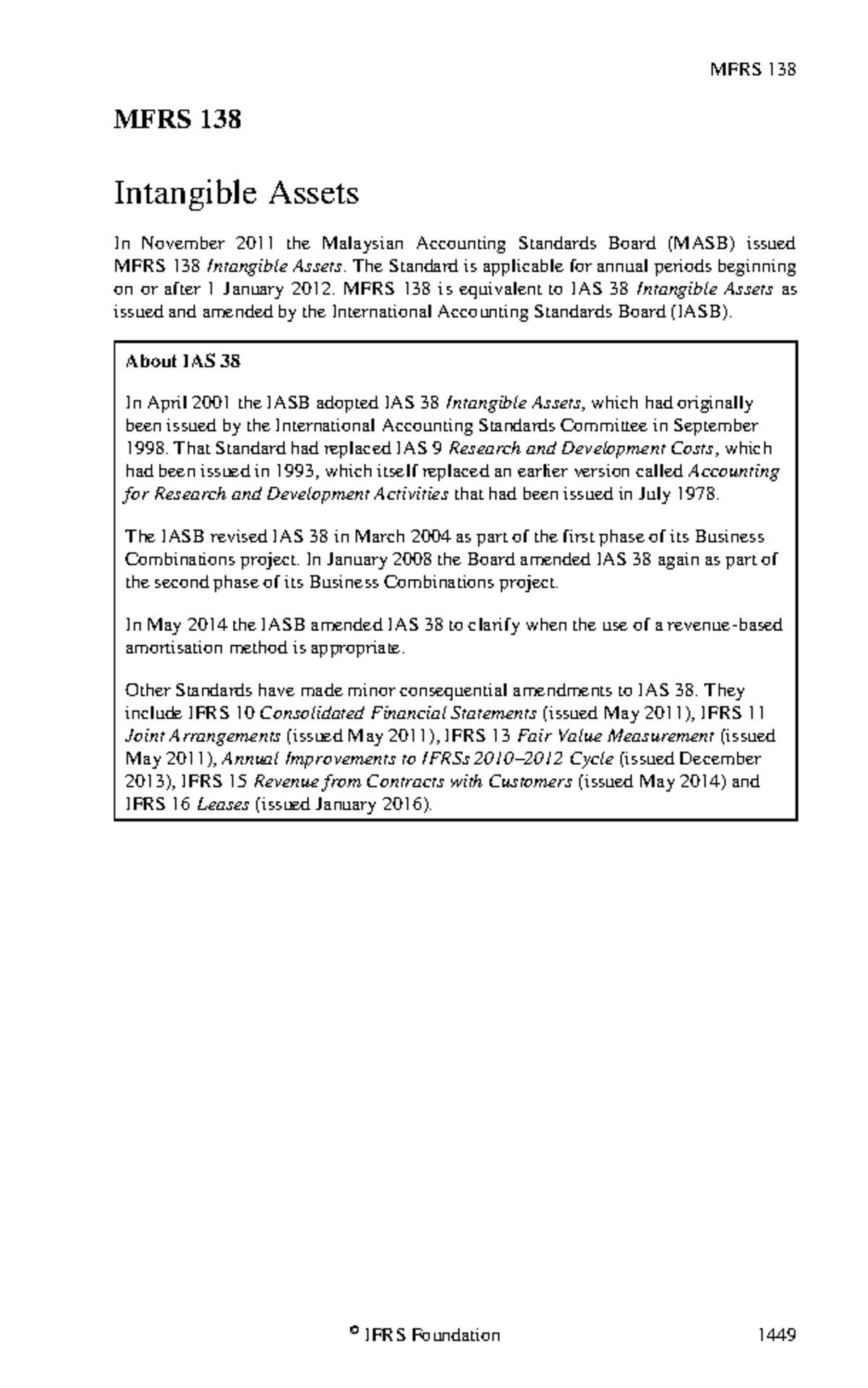MFRS 138 - Full Standards - MFRS 138 Intangible Assets In November 2011 ...