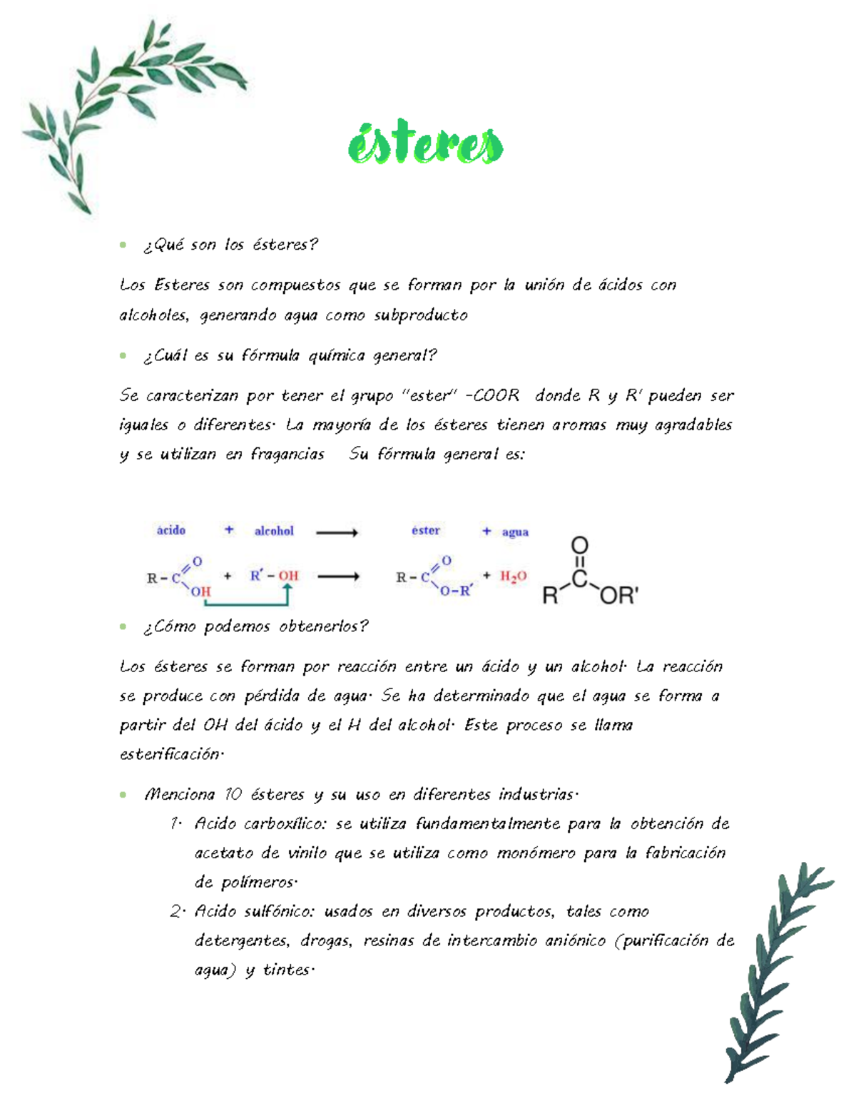 ésteres 2 - Apunte con características - ÈsteresÈsteres øQuÈ son los ...