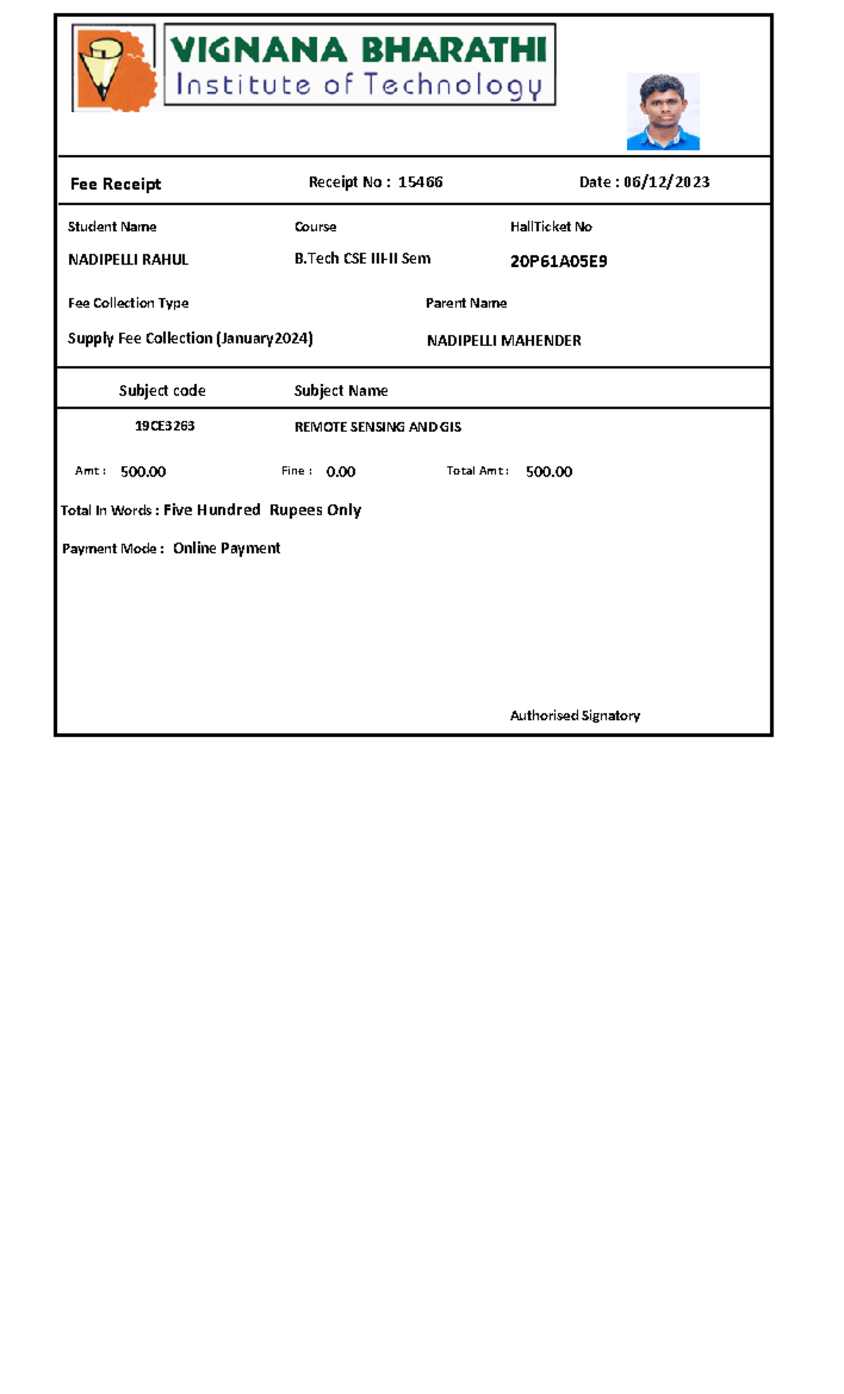 Student Exam Fee Receipt Report - Software testing - Fee Receipt ...