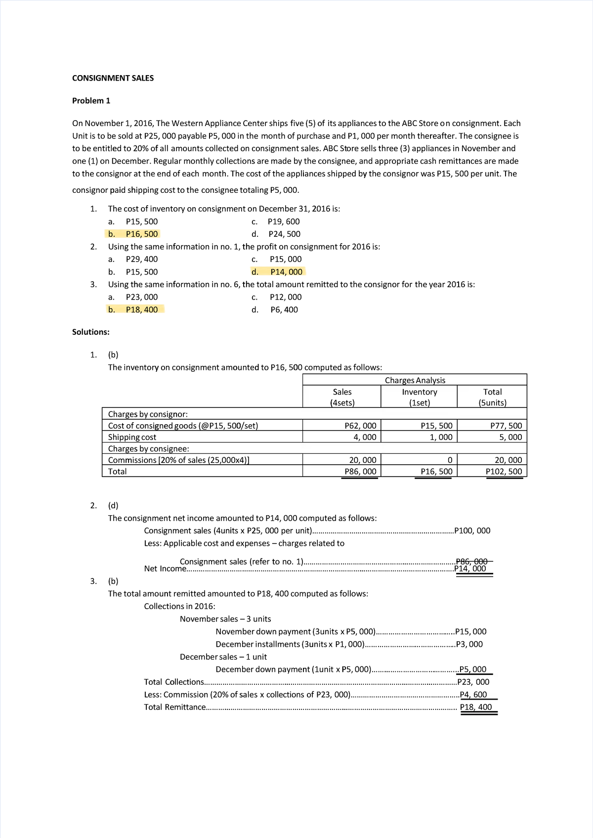 Consignment Sales - Notes - CONSIGNMENT SALESCONSIGNMENT SALES Problem ...