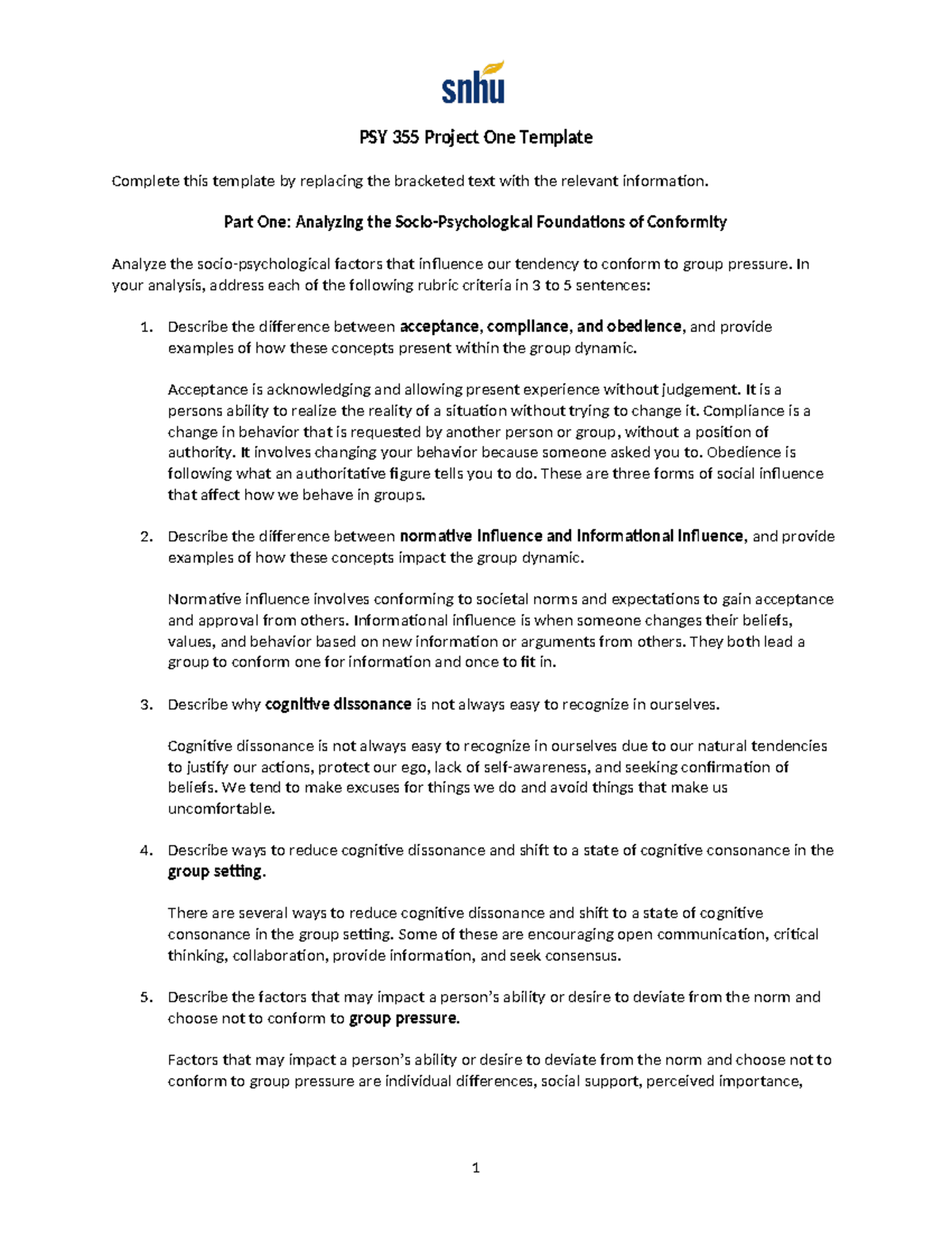 PSY 355 Project One Template - PSY 355 Project One Template Complete ...