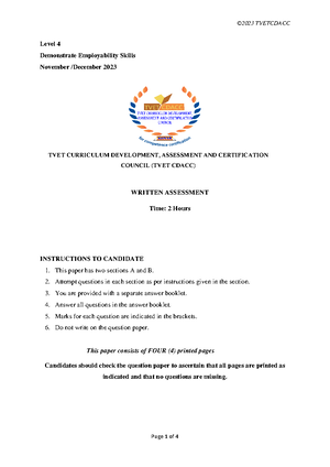 Perioperative level 6-Apply Basic Hospital Procedures- March 2024 ...