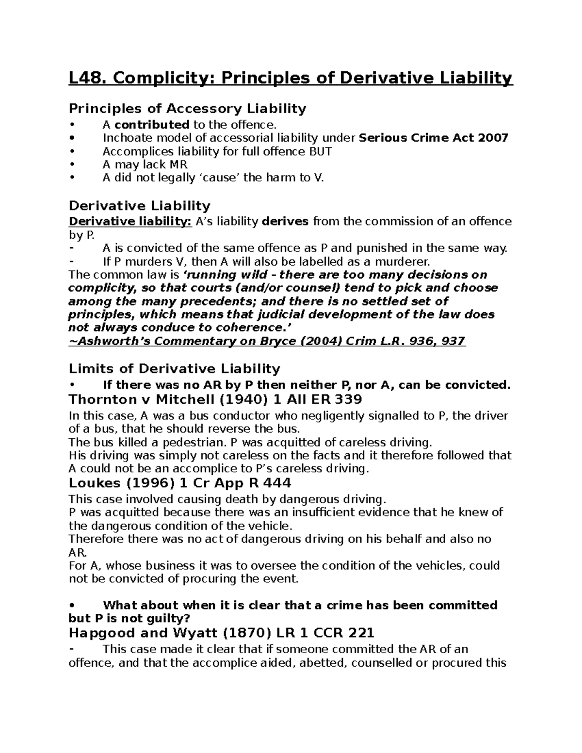 L48. Complicity- Principles of Derivative Liability - L48. Complicity ...