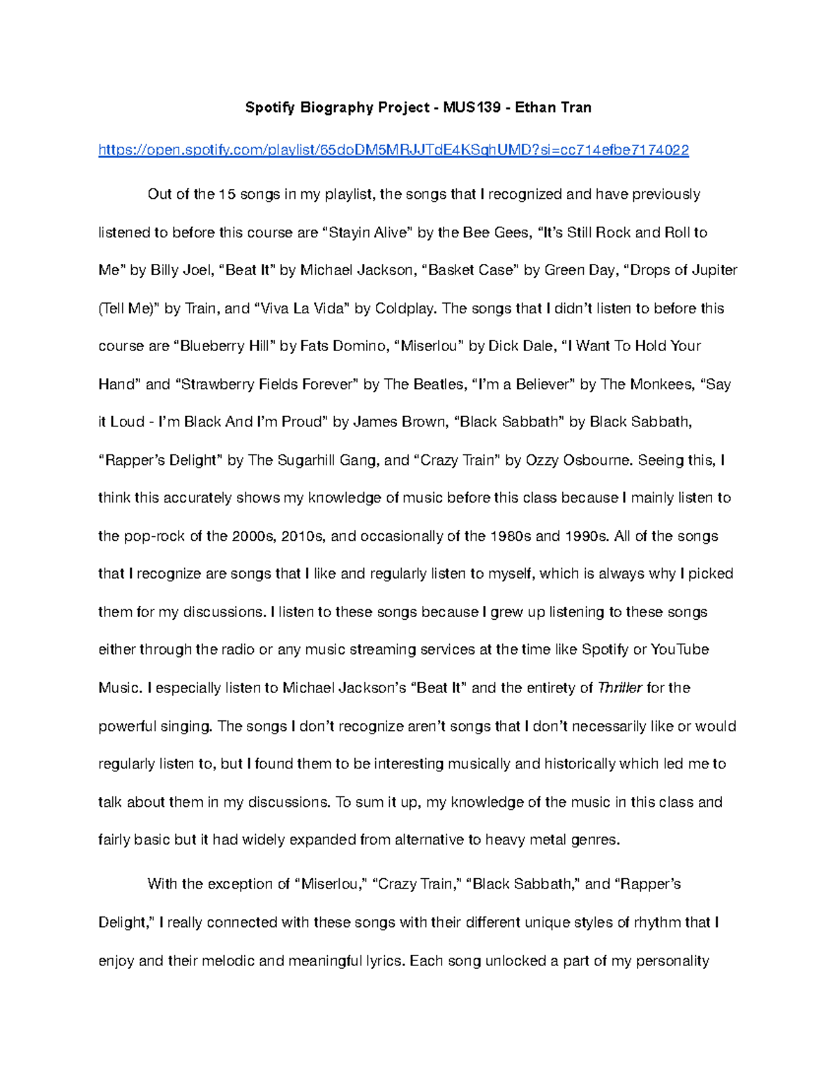 Final Paper - Spotify Playlist Biography Project - MUS139 - Google Docs ...