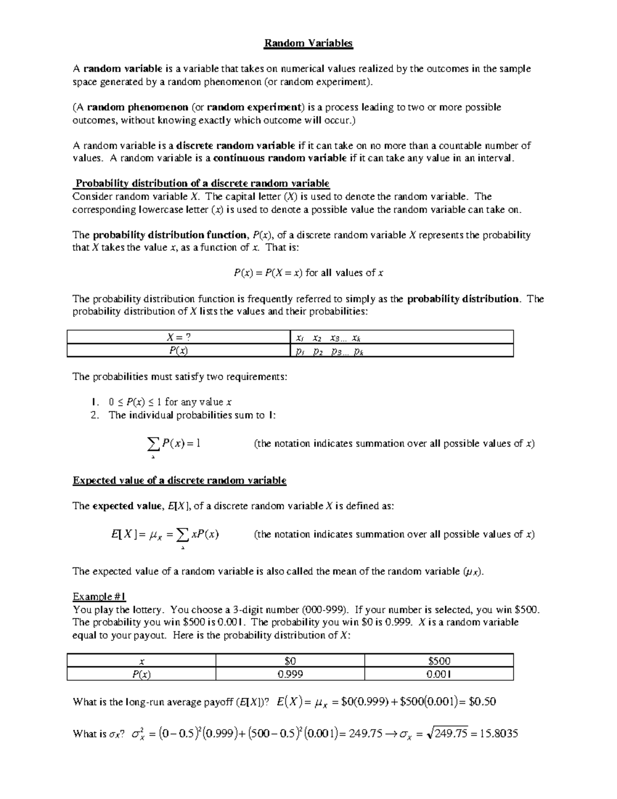 03262024 handout random variables spring 24 - Random Variables A random ...