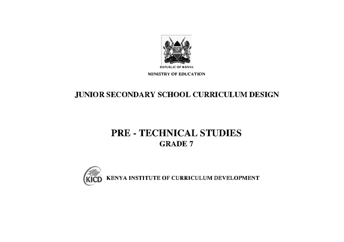 PRE-TECH Grade-7 Updated-Lesson-Plan - REPUBLIC OF KENYA MINISTRY OF ...