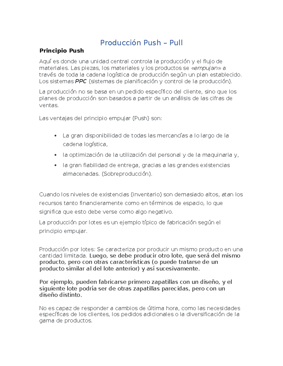 Sistemas de Producción PUSH y PULL - Producción Push – Pull Principio ...