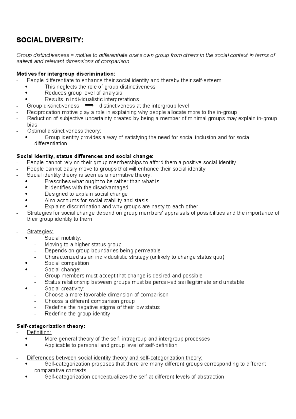 Social Diversity - Lecture notes 8 - SOCIAL DIVERSITY: Group ...