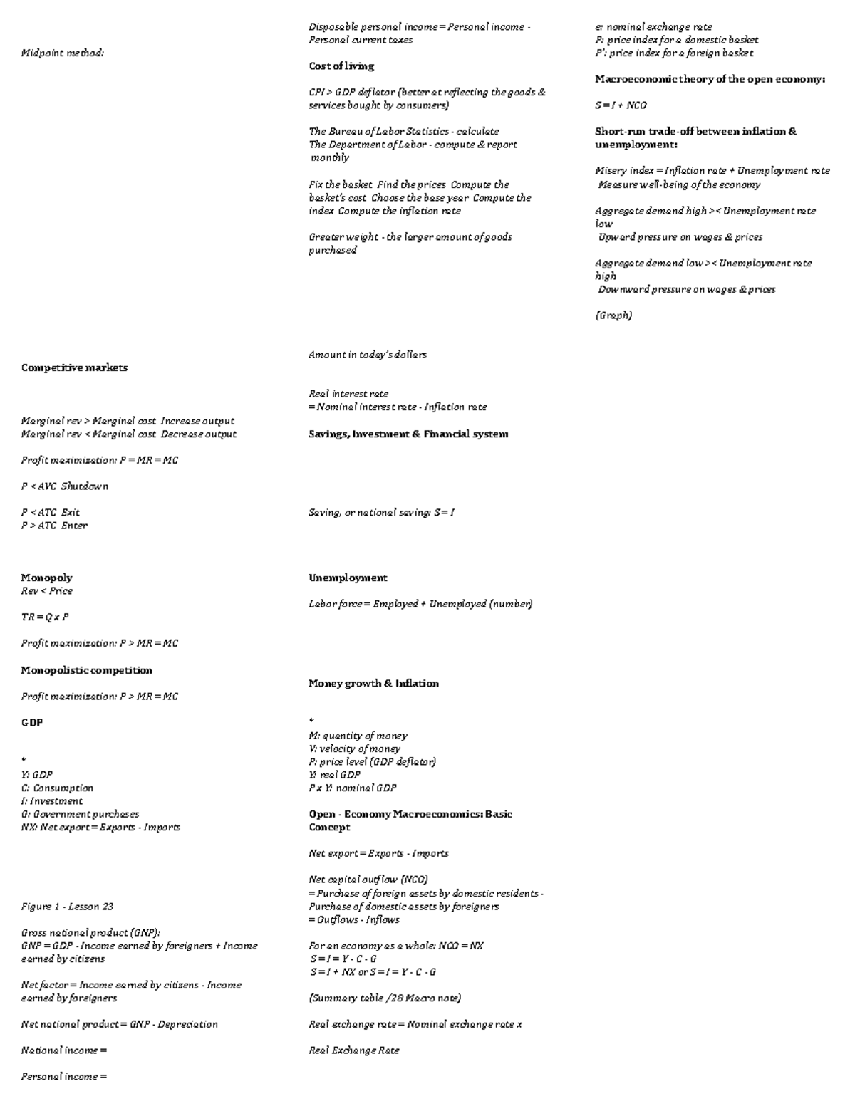 Cheatsheet - Accounting Principles - Midpoint method: Competitive ...