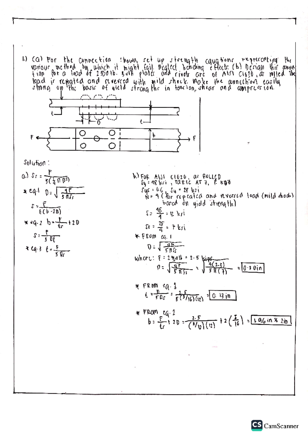 Machine Design - Problem solving - Mechanical Engineering - CamScanner ...