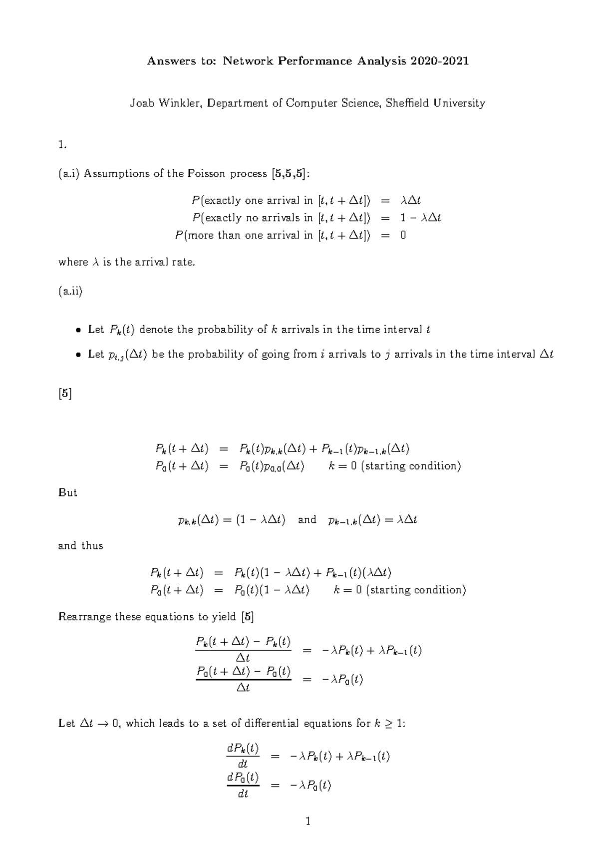 Npa2020-21 soln - NPA - Answers to: Network Performance Analysis 2020 ...