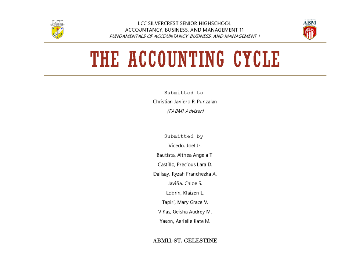 THE Accounting Cycle - LCC SILVERCREST SENIOR HIGHSCHOOL ACCOUNTANCY ...