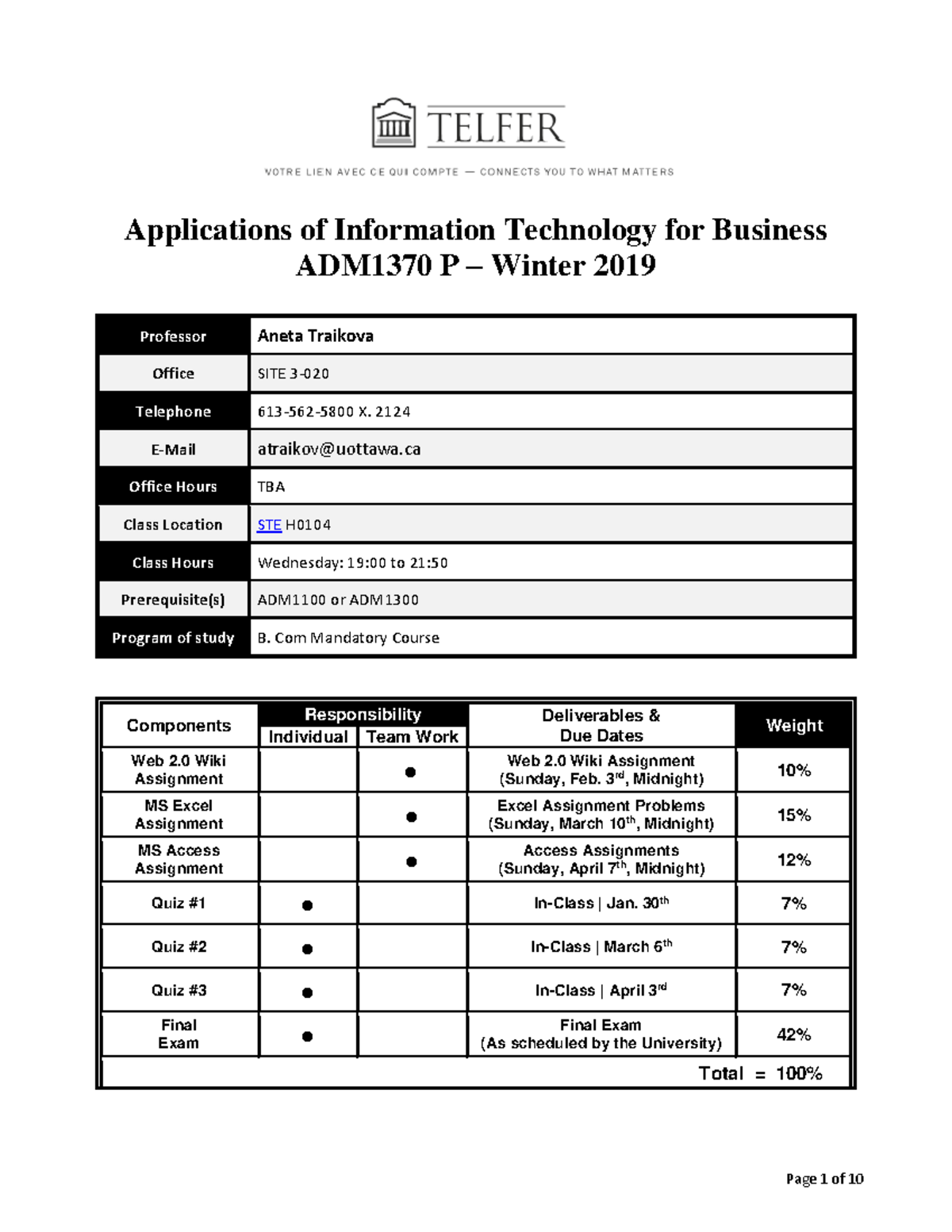 ADM1370 P Winter 2019 Course Outline V3 - Warning: TT: undefined function: 32 Warning: TT ...